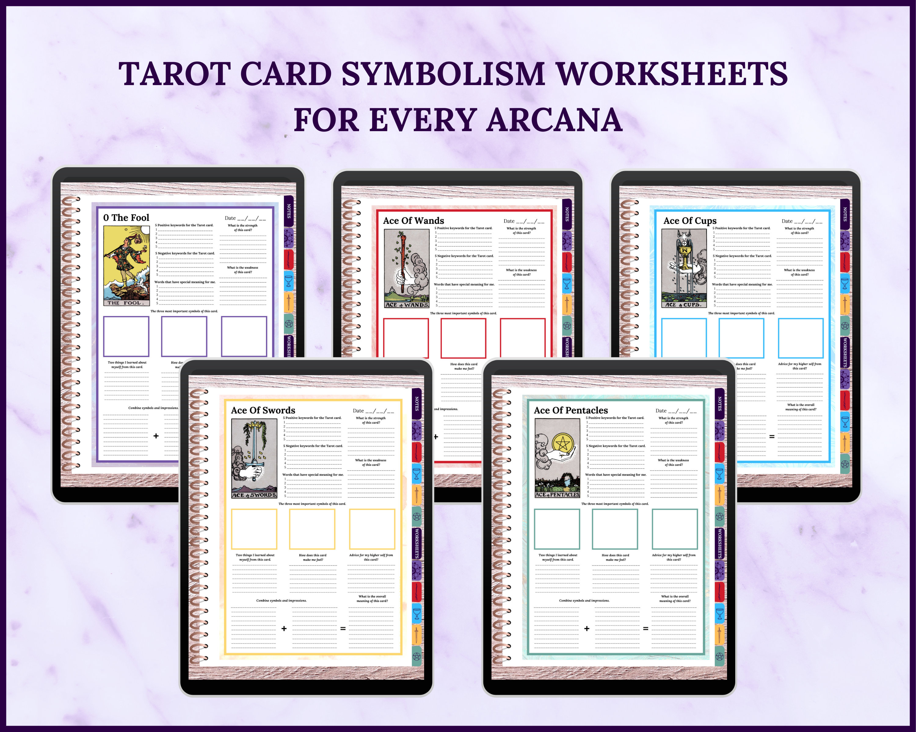 GOODNOTES Tarot Symbolism Worksheets Cheat Sheets, for Beginner or ...