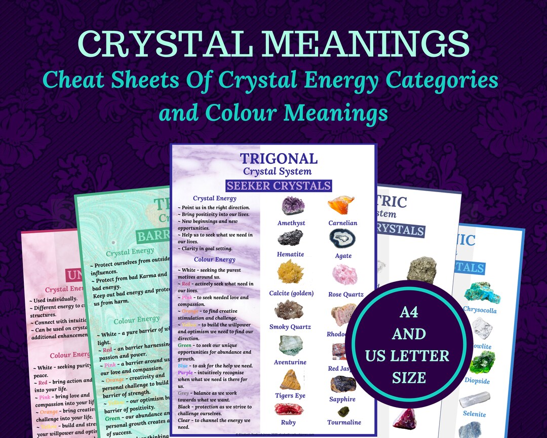 Crystal Cheat Sheet, Color and Crystal Energy for Beginners, Printable ...