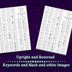 Tarot Keyword Cheat Sheets With the Classical Elements, for Beginner or ...