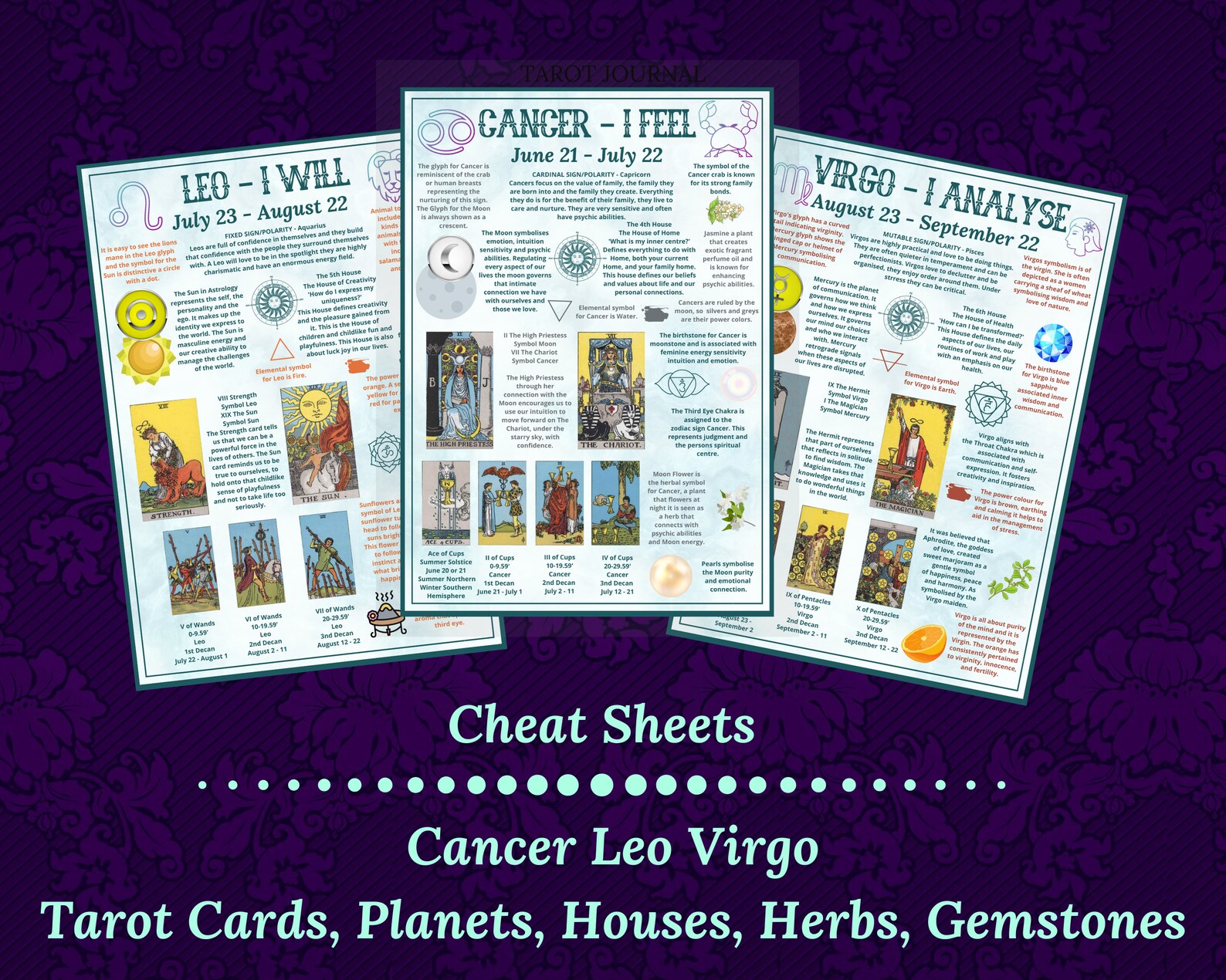Tarot And Astrology Cheat Sheets For Beginner Or Advanced Etsy