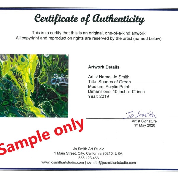 Certificate of Authenticity for Photography - Etsy