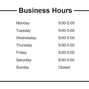 Business Hours Sign/hours of Operation Sign - Customize and Printable ...
