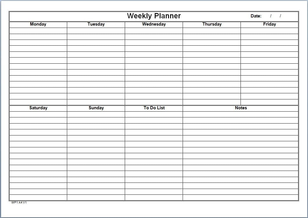 Weekly Planner Template - Editable and Printable Template (microsoft ...