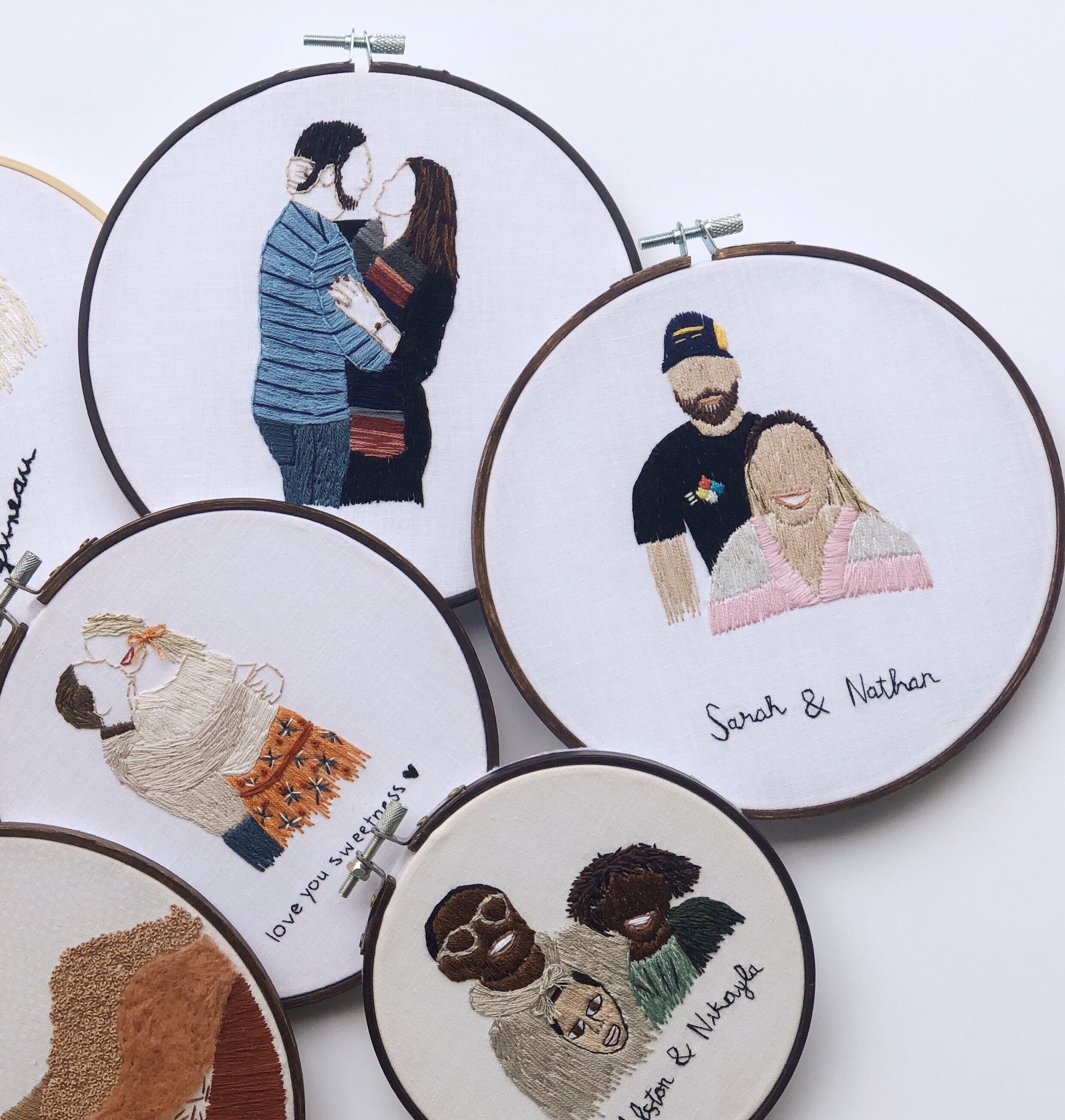 Custom Embroidered Portraits Family Portraits Couple | Etsy