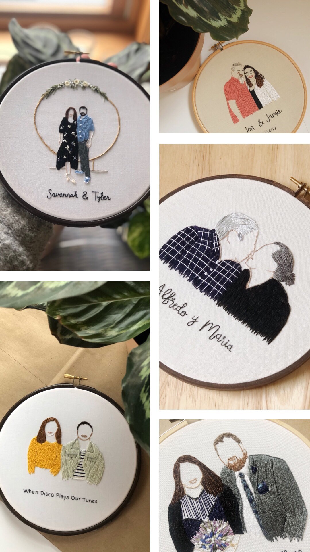 Custom Embroidered Portraits Family Portraits Couple | Etsy