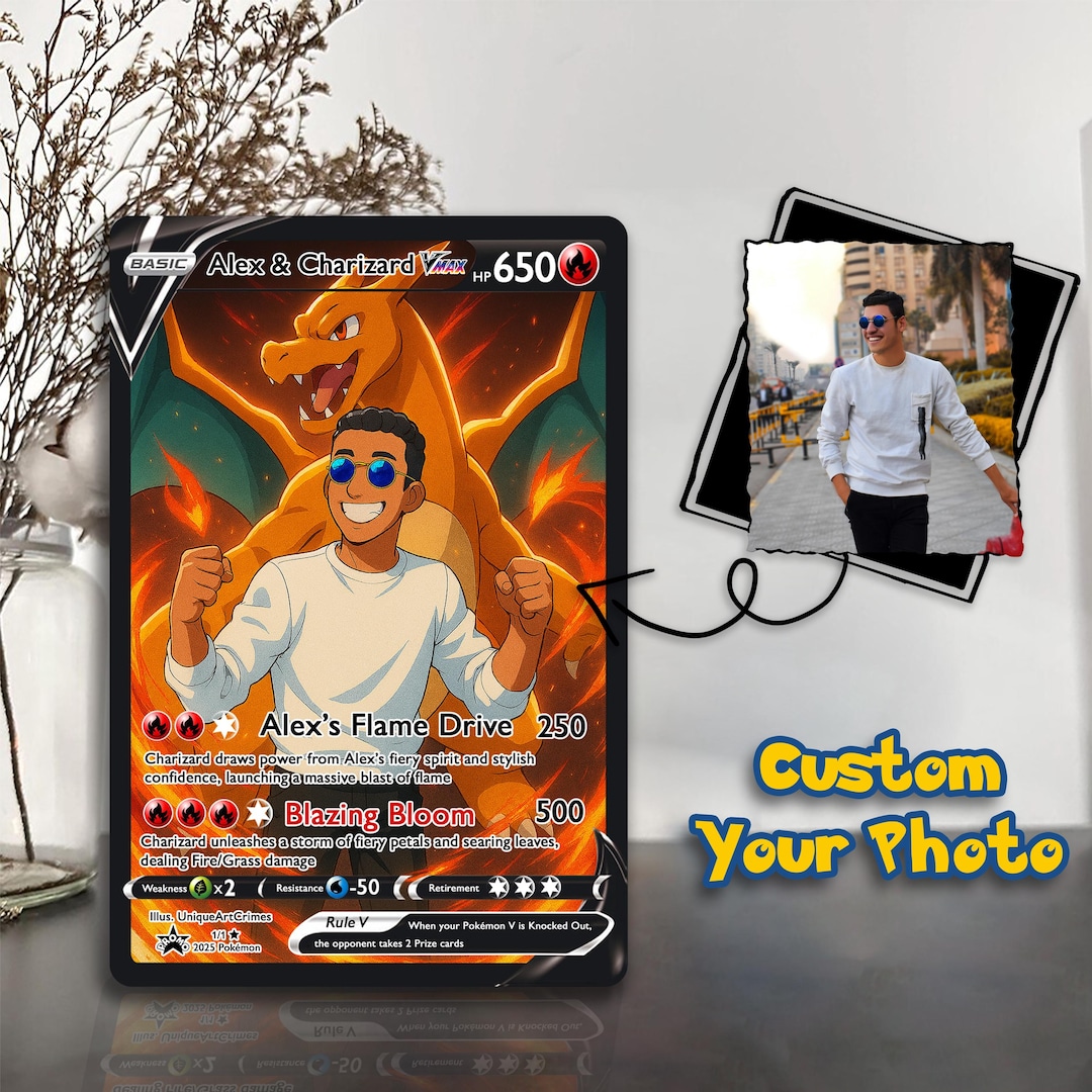 Custom Pokemon Card , Custom Photo Anime Card, Gift Pokemon Card ...