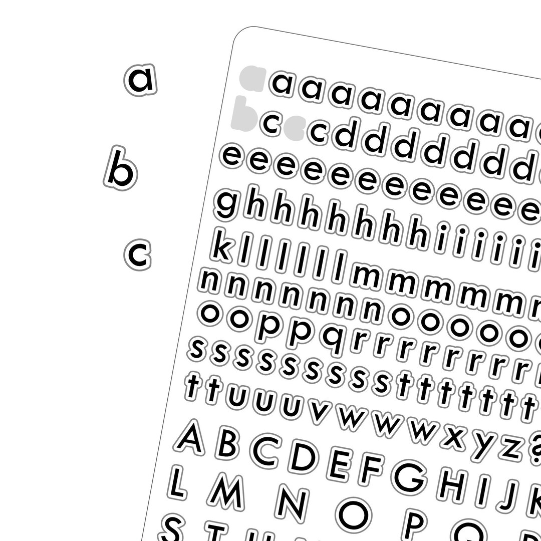 Large Alphabet Stickers Sans Serif Letter Frequency Layout to Spell ...