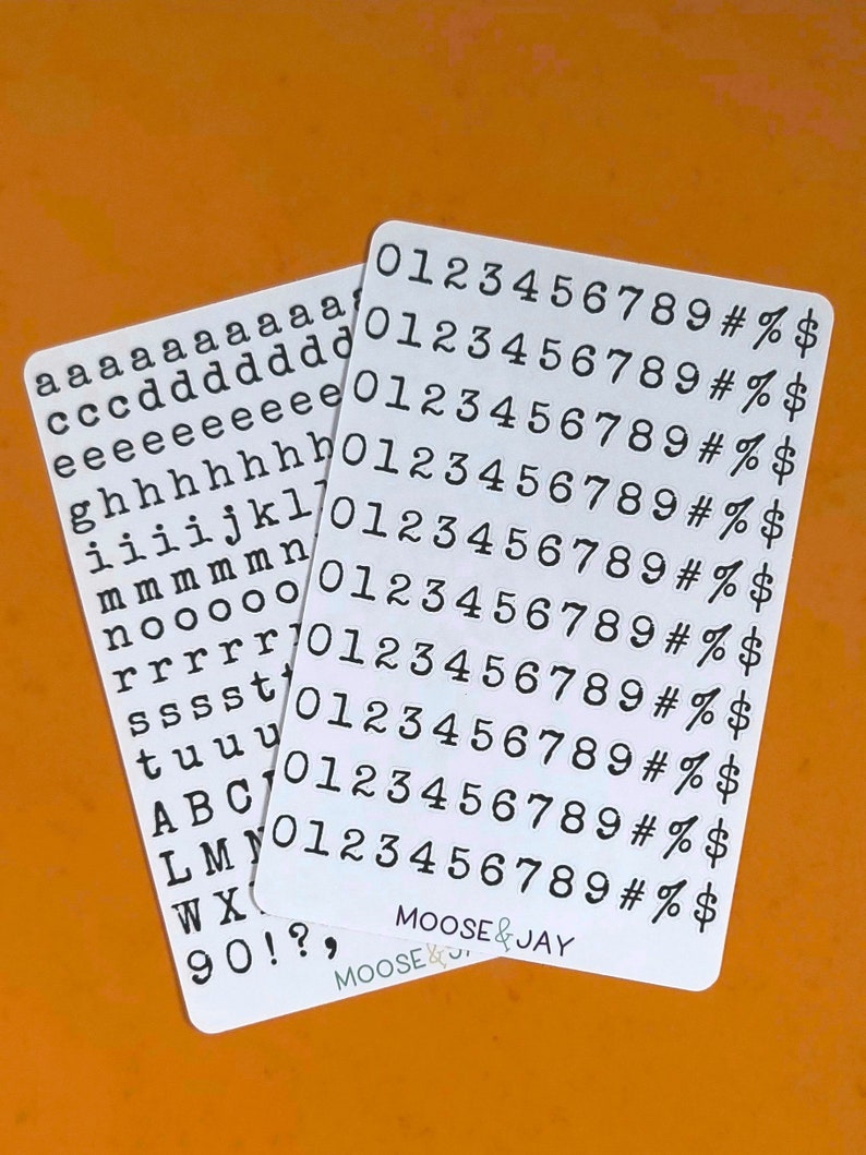 1/4 Inch Numbers Stickers Typewriter Font // 1/4 Inch Letters Moose ...