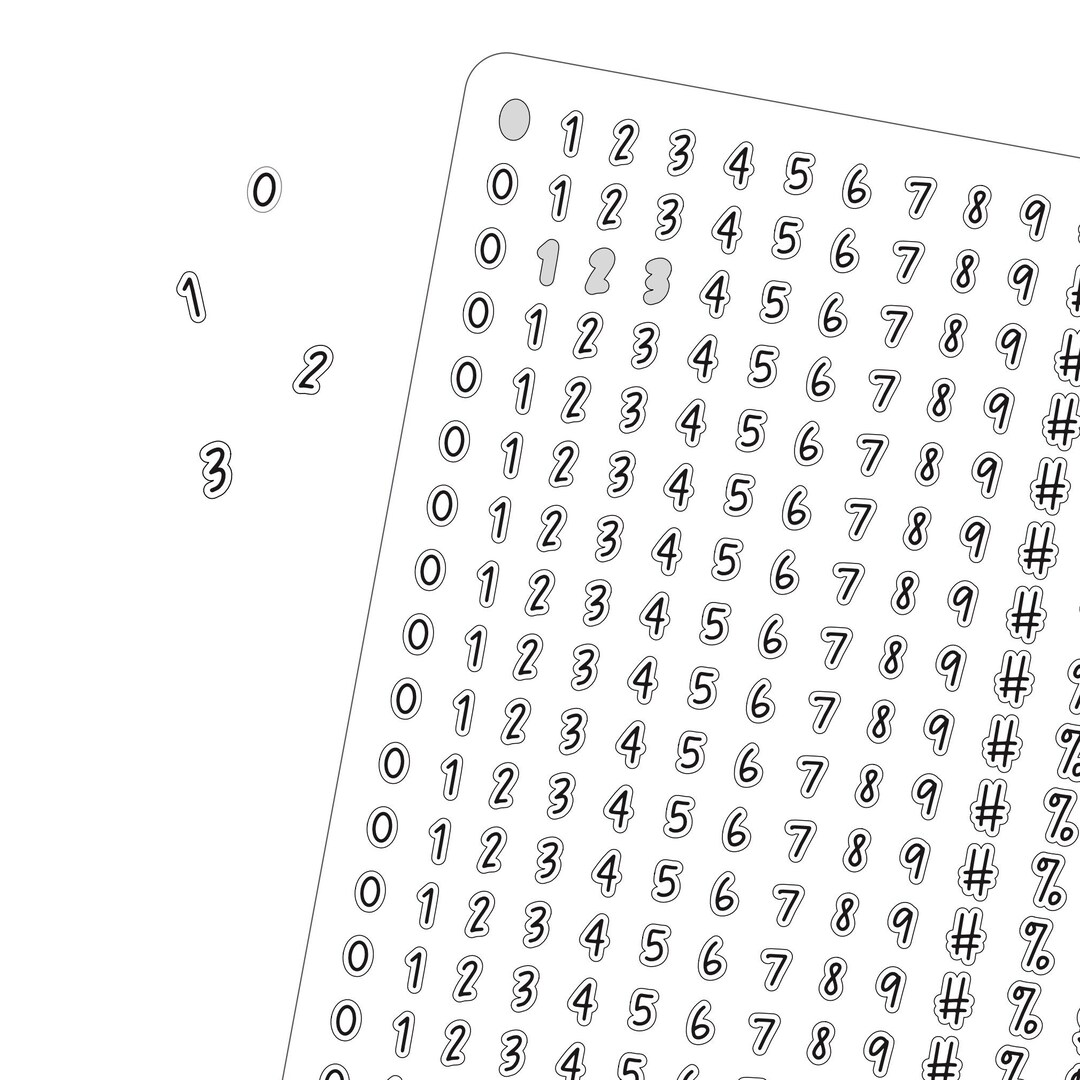 1/4 Inch Numbers Stickers Handwriting Font Moose & Jay Made to Order - Etsy