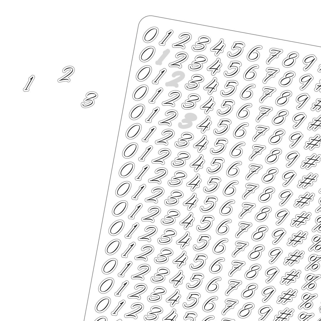 1/4 Inch Numbers Stickers Script Font // 1/4 Inch Letters Moose & Jay ...