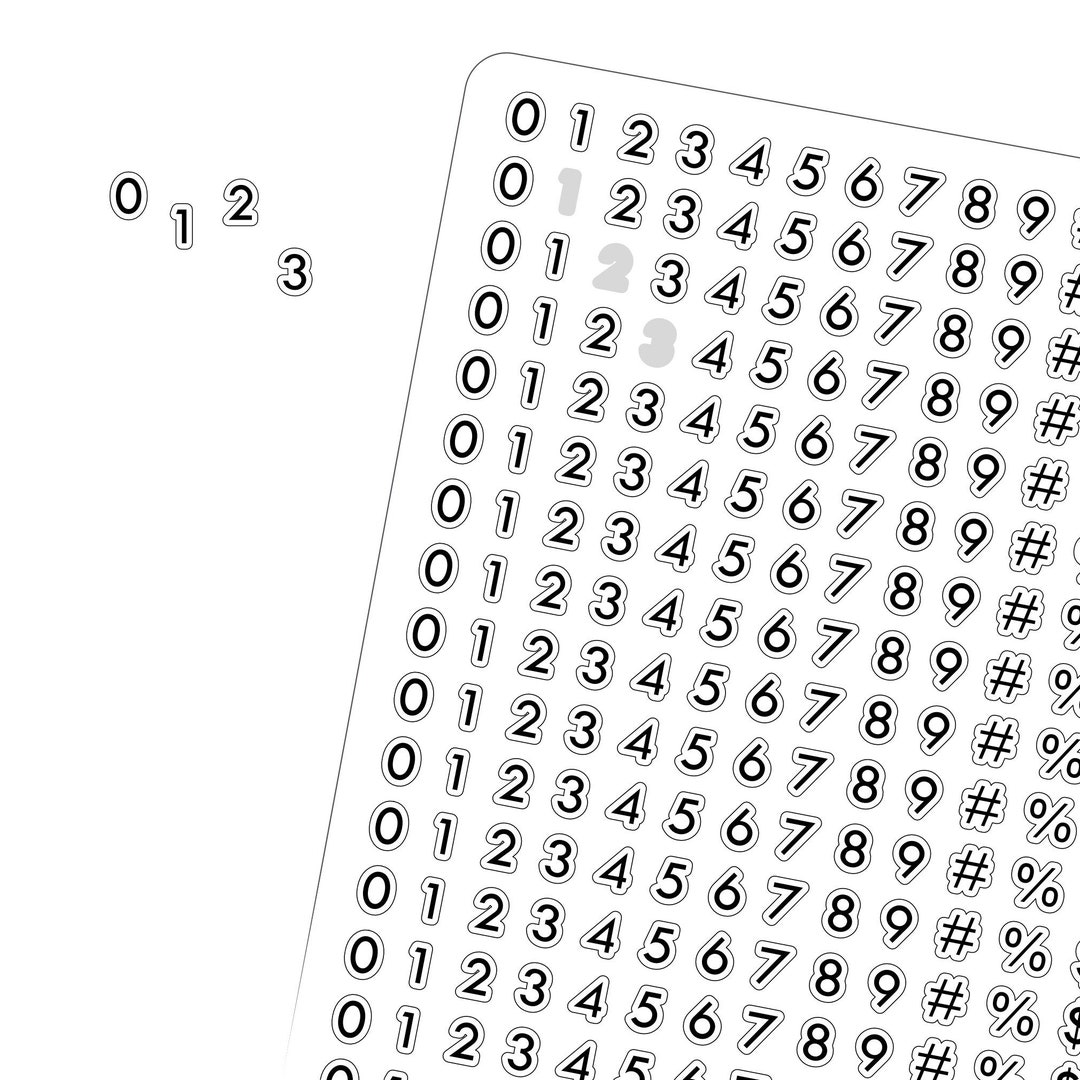 Small Numbers Stickers Sans Serif Font // 1/4 Inch Letters - Etsy