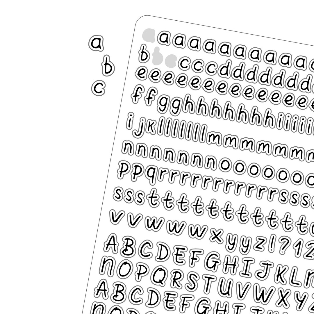 1/4 Inch Alphabet Stickers Handwriting 2 Letter Frequency Layout for ...