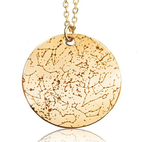 Custom Personalized Star Map Gold Filled Round Necklace Medium - Etsy