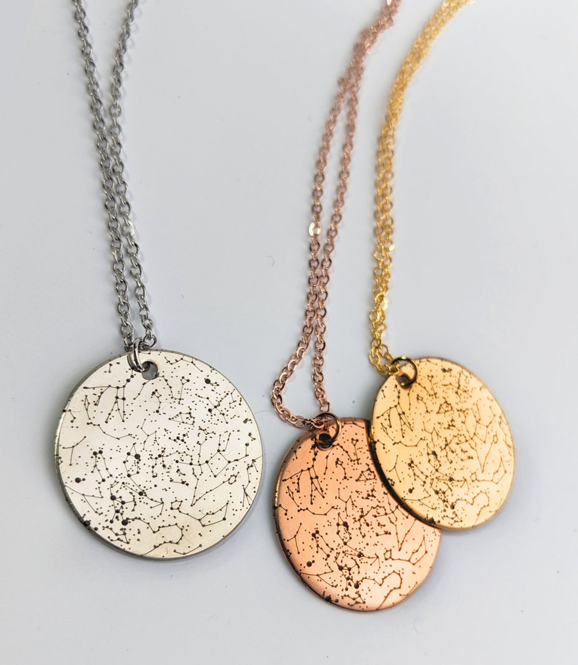 Custom Personalized Star Map Rose Gold Filled Round Necklace Small Size ...