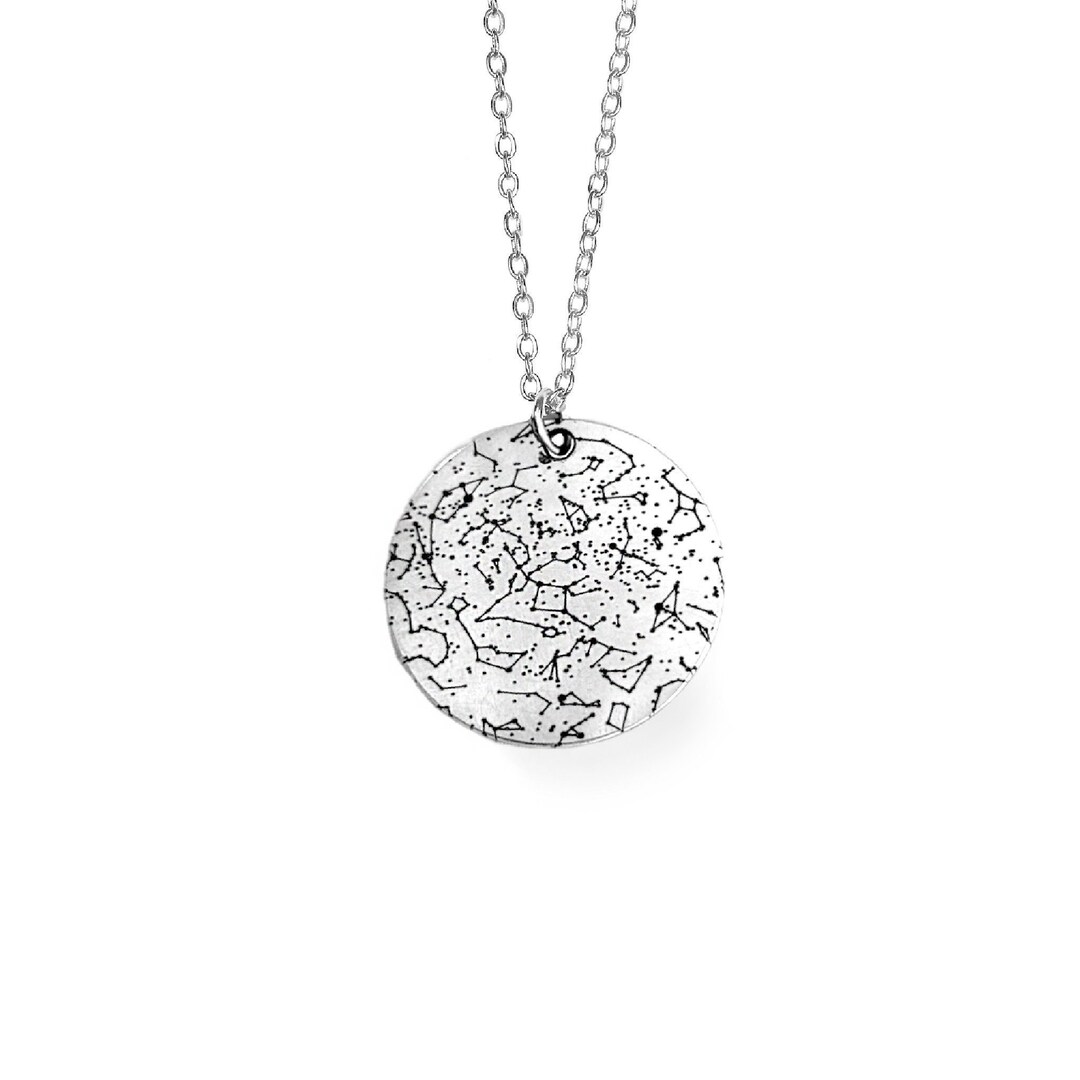 Custom Personalized Star Map Sterling Silver Round Necklace Small Size ...