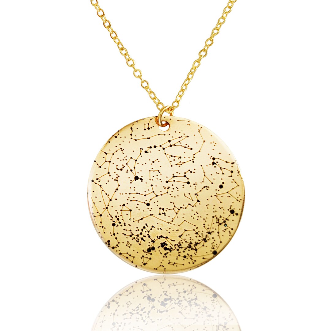 Custom Personalized Star Map Gold Filled Round Necklace Large Size the ...