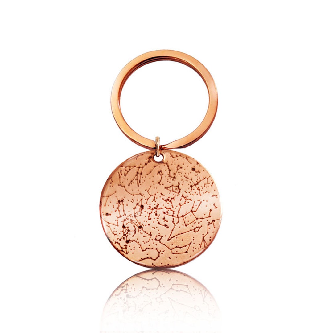 Custom Personalized Star Map Rose Gold Plated Stainless Steel Round ...
