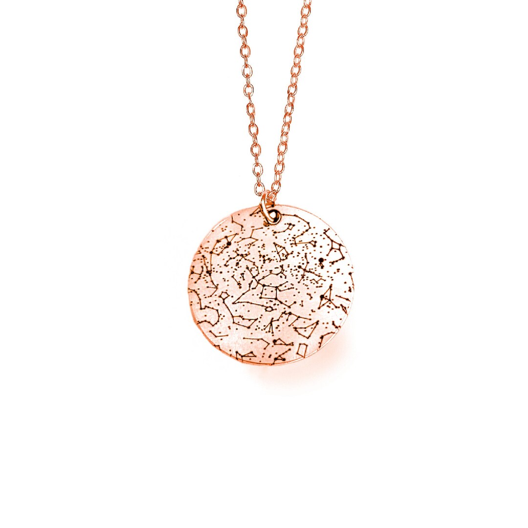 Custom Personalized Star Map Rose Gold Filled Round Necklace Small Size ...