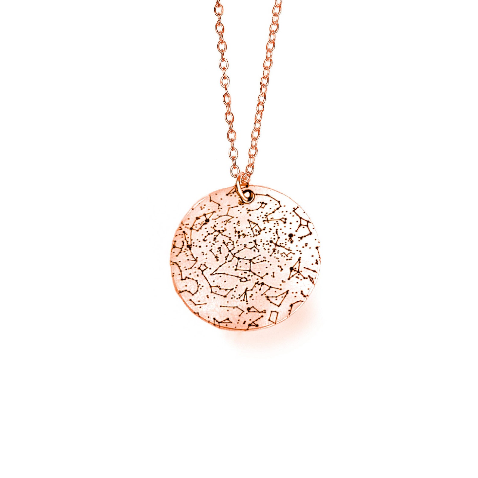 Custom Personalized Star Map Rose Gold Filled Round Necklace - Etsy
