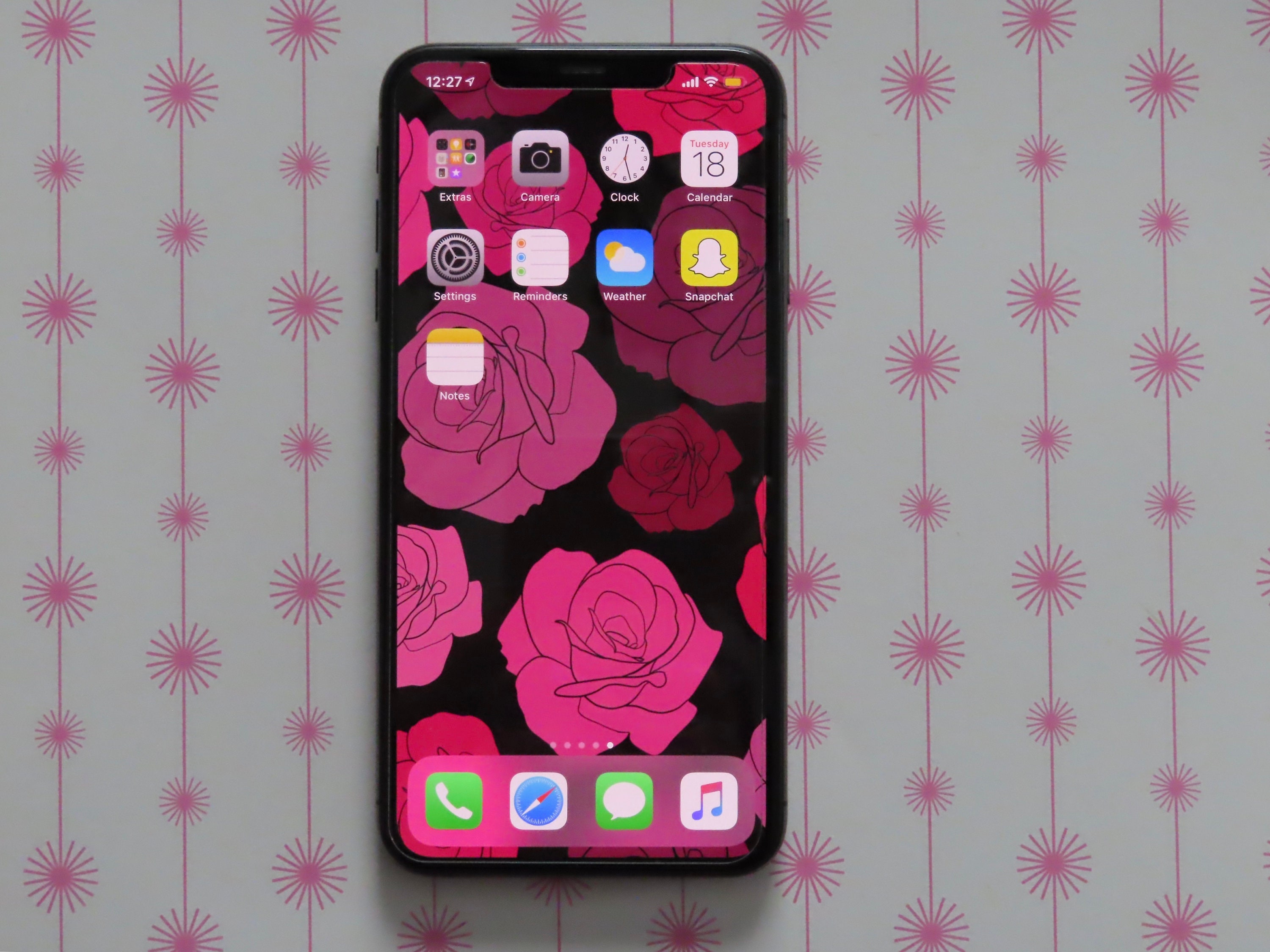 Pink Rose Phone Hand Drawn Background for iPhone or Android - Etsy