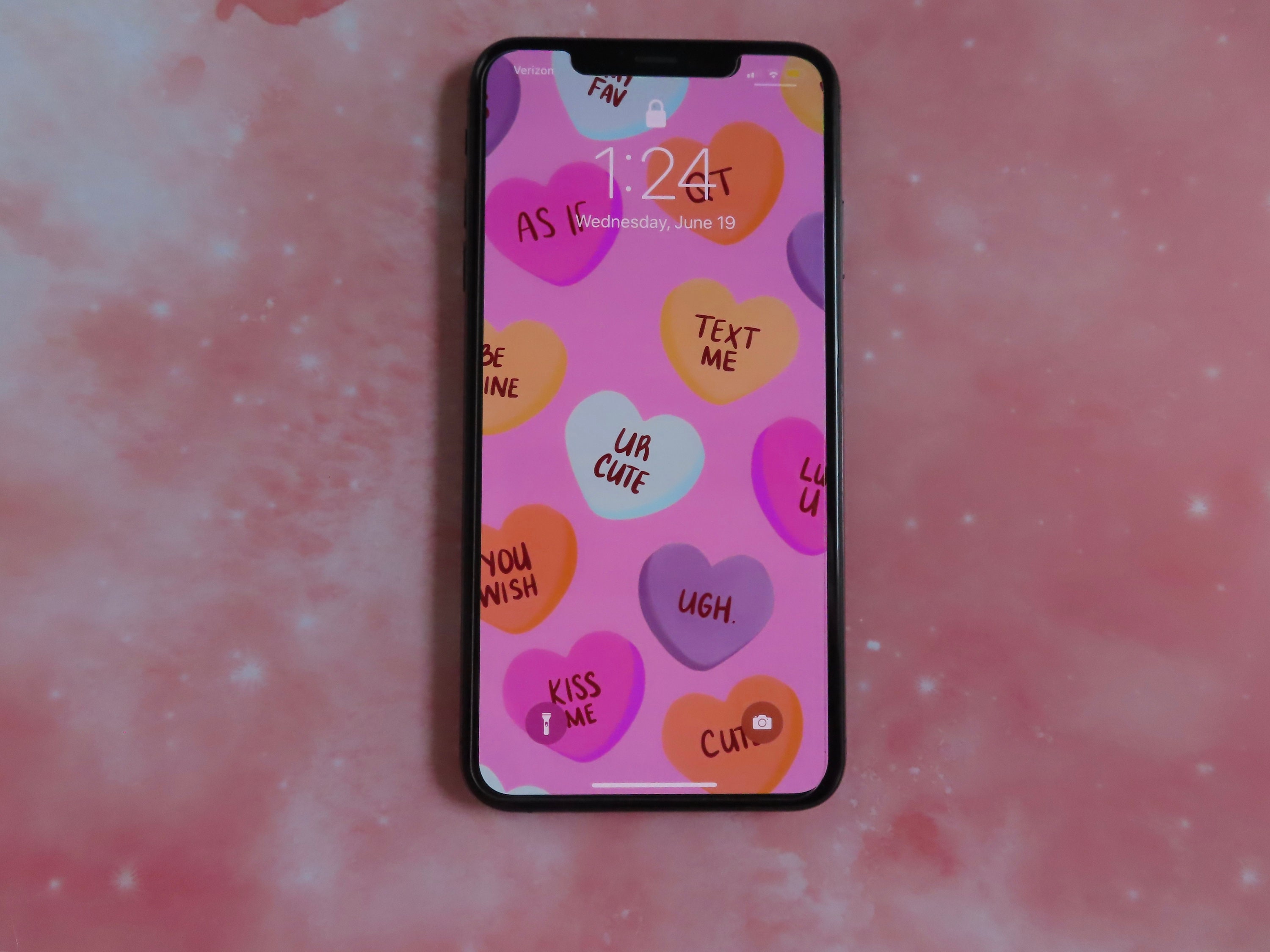 Conversation Hearts Phone Wallpaper, iPhone Background , iPhone ...