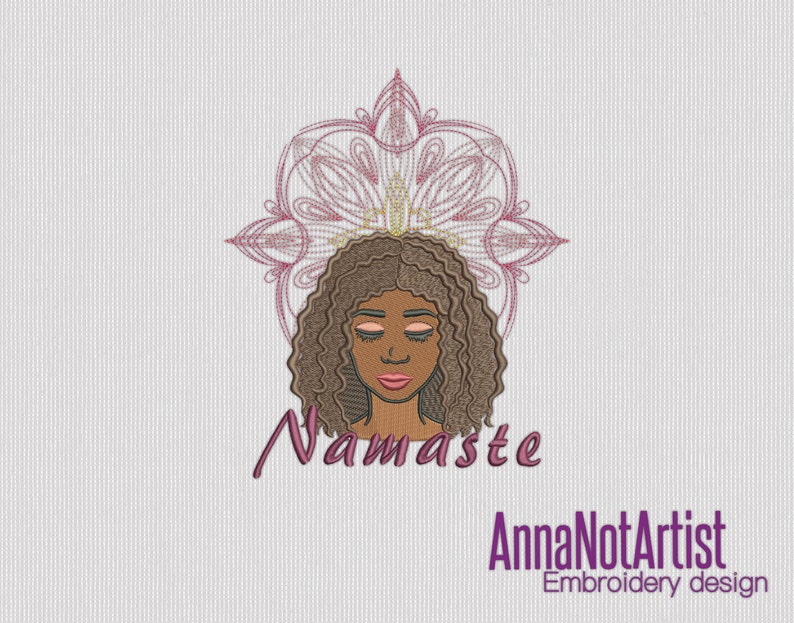 Embroidery Design: Namaste Peaceful Lady With Mandala 3 - Etsy