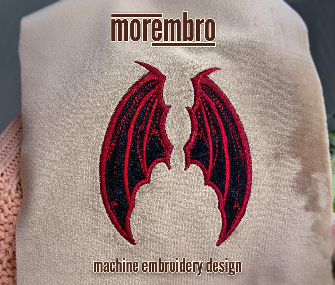 Embroidery Design: APPLIQUE Bat Wings Fantasy Style - Multiple Sizes ...