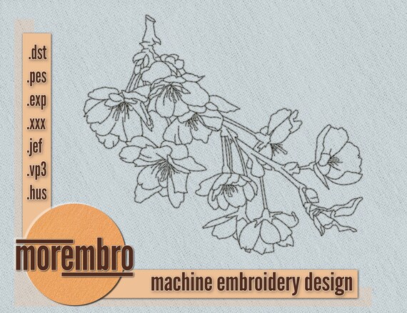 Embroidery Design: Outline Design Made With Run Stitch Sakura - Etsy