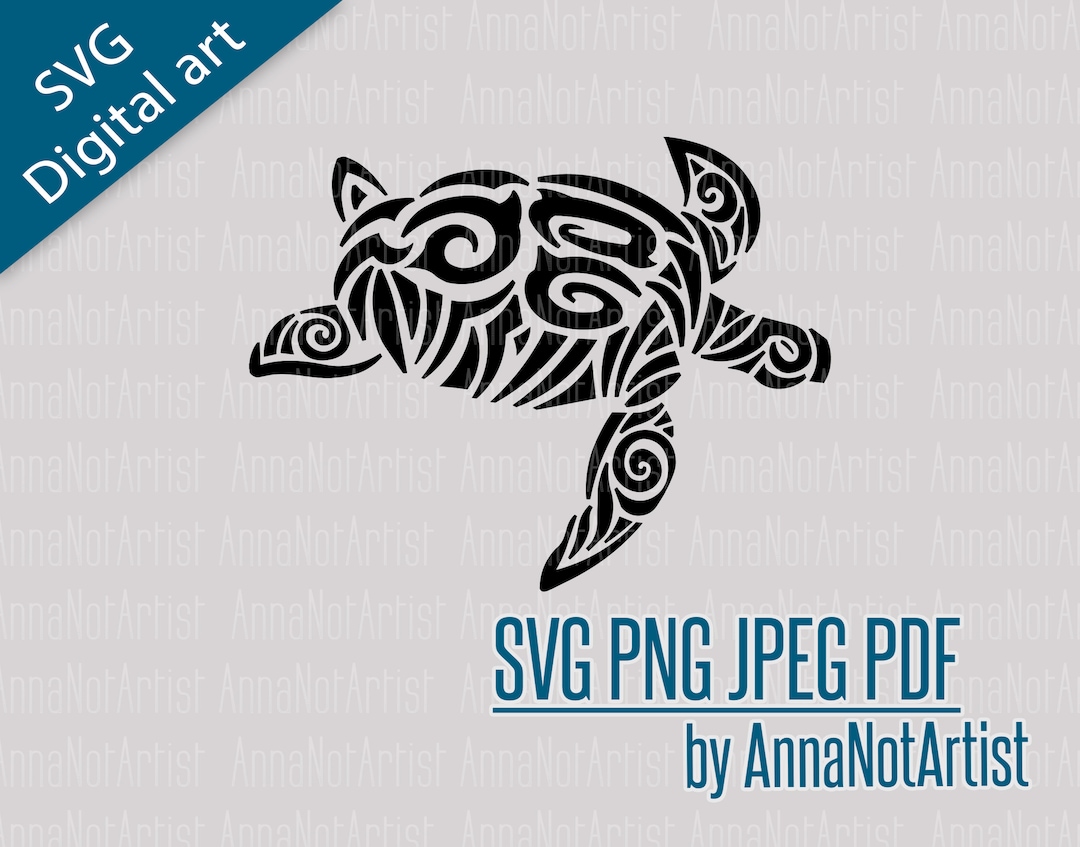 SVG, PNG, JPEG: Sea Turtle Tattoo Abstract Island Style Clipart - 300 ...