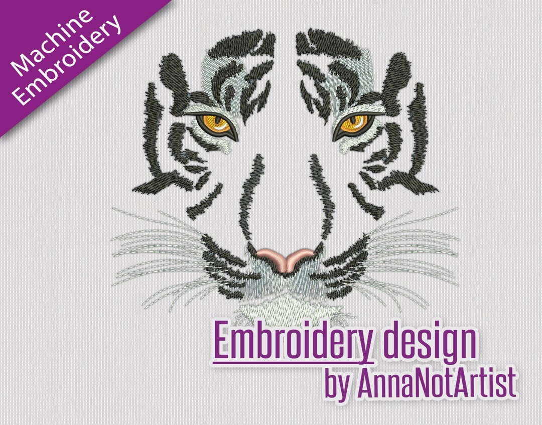 Embroidery Design: Tiger Face, Eyes, Nose, Mouth and Stripes 4x4, 5x7 ...