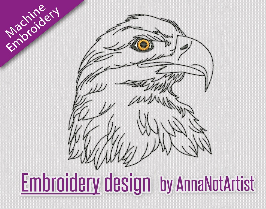 Embroidery Design: Eagle Line Art Run Stitch Embroidery 3 - Etsy