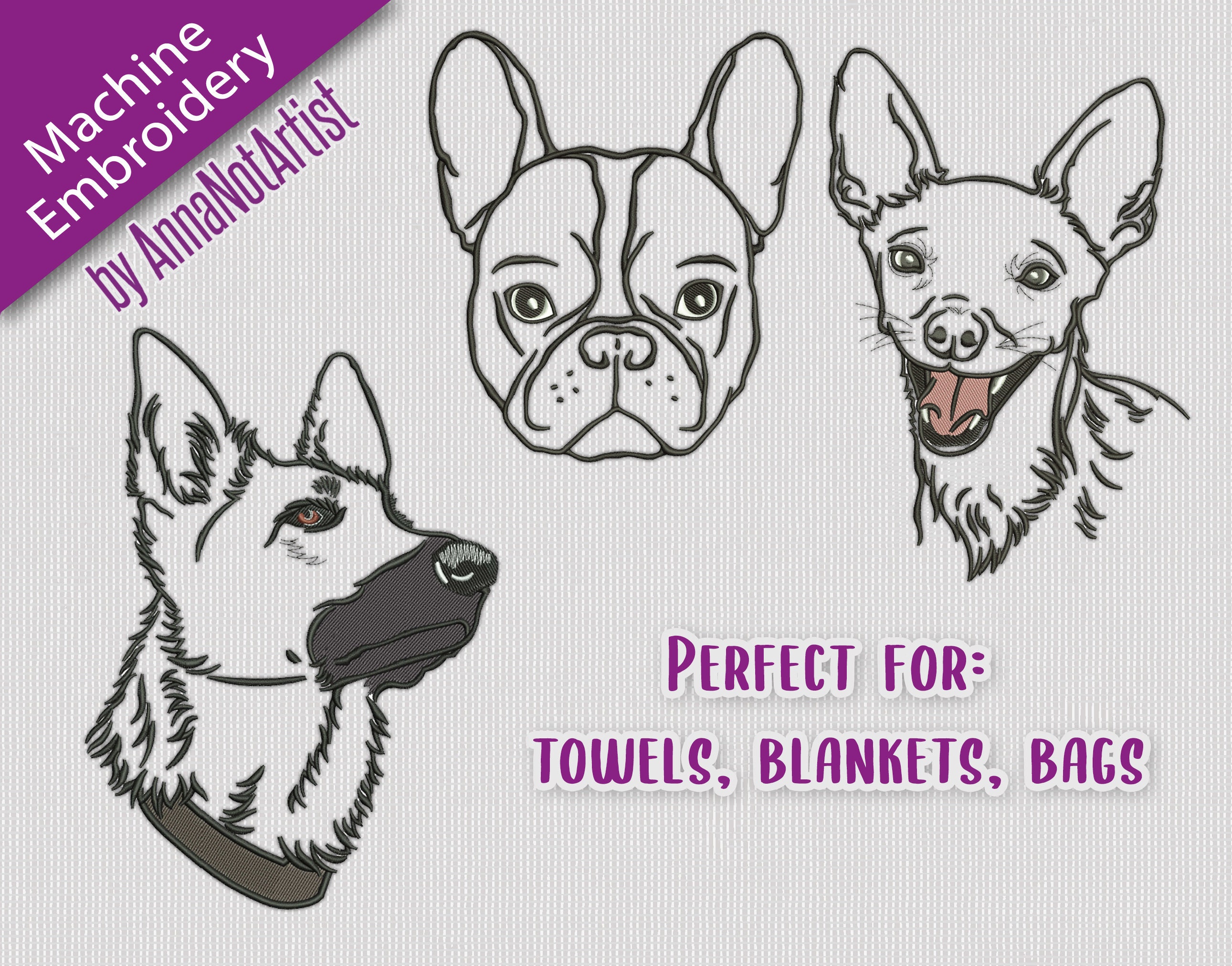 Embroidery Design Bundle: 8 Dogs Different Breeds Silhouettes - Etsy UK