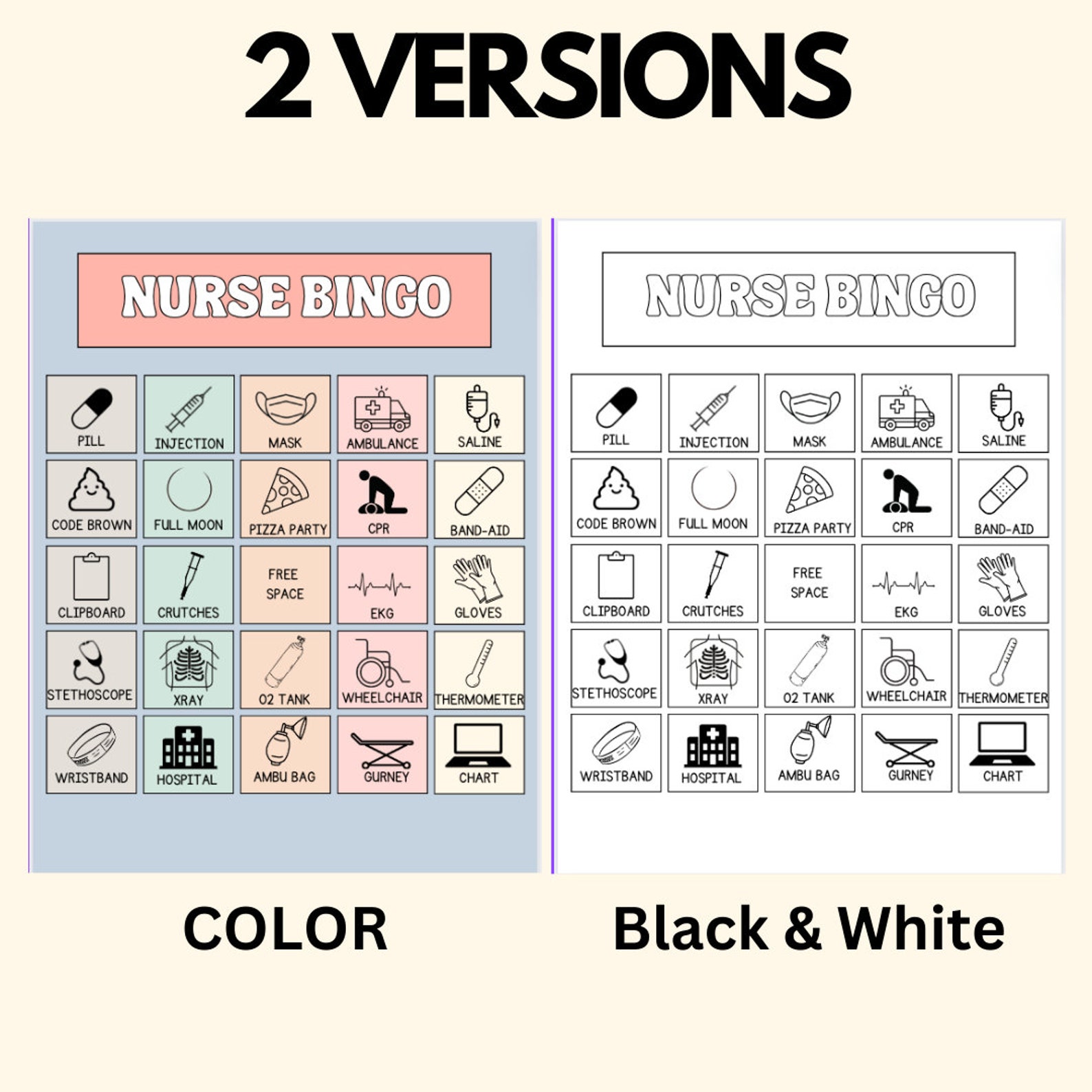 Nurse Bingo Game Nurse Appreciation Week Activity Graduation Retirement ...