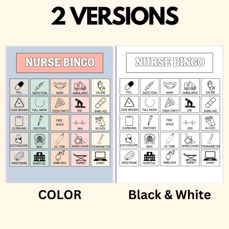 Nurse Bingo Game Nurse Appreciation Week Activity Graduation Retirement ...
