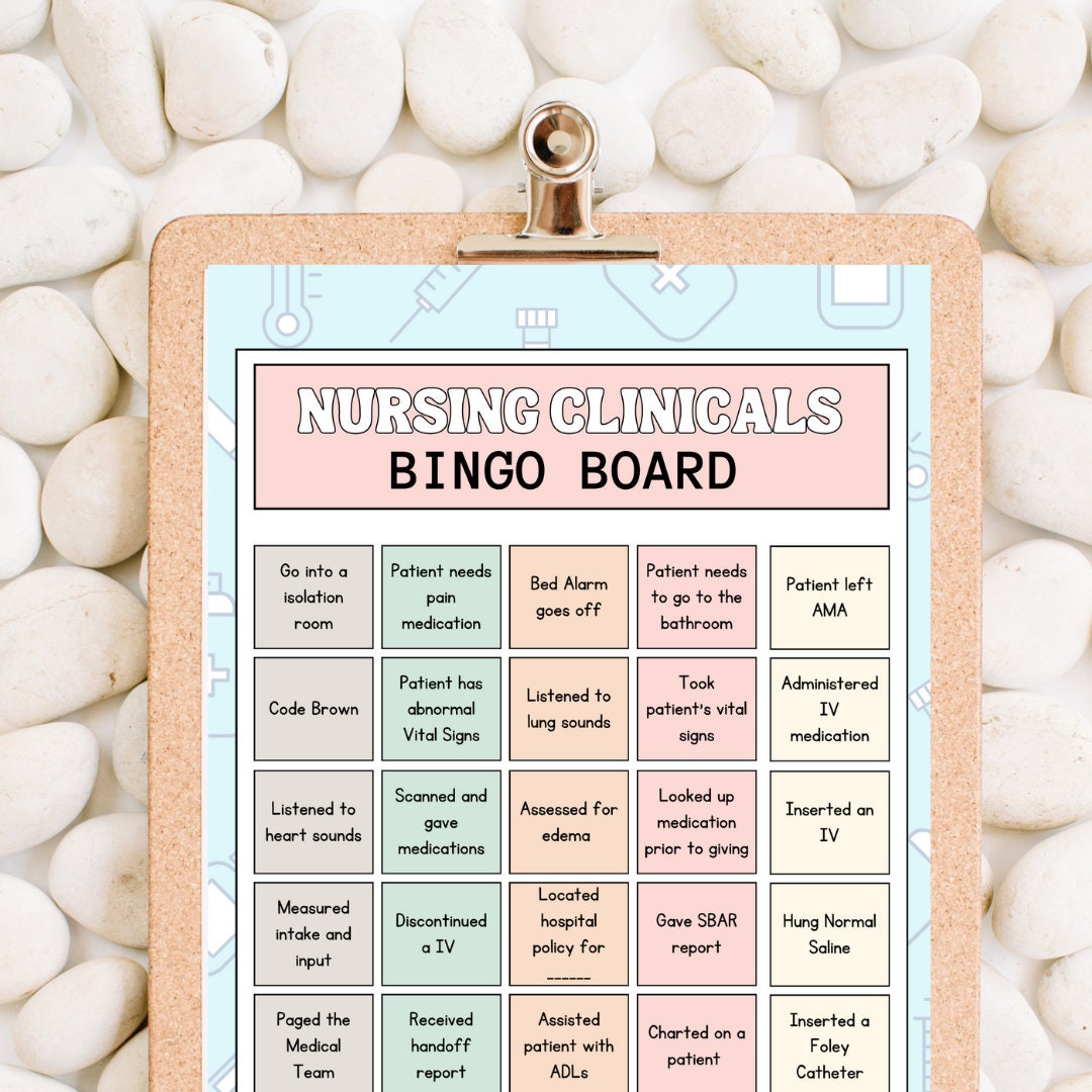 Nursing Clinicals Bingo Game: Student Nurse Learning Resource (digital ...
