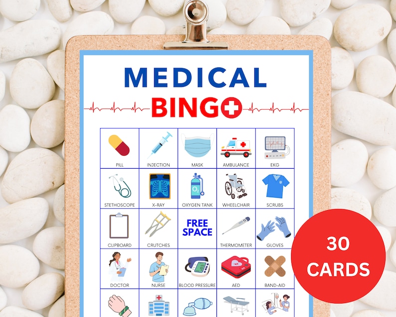 Medical Bingo Game: 30 Printable Cards, Nurse Graduation (PDF) - Etsy