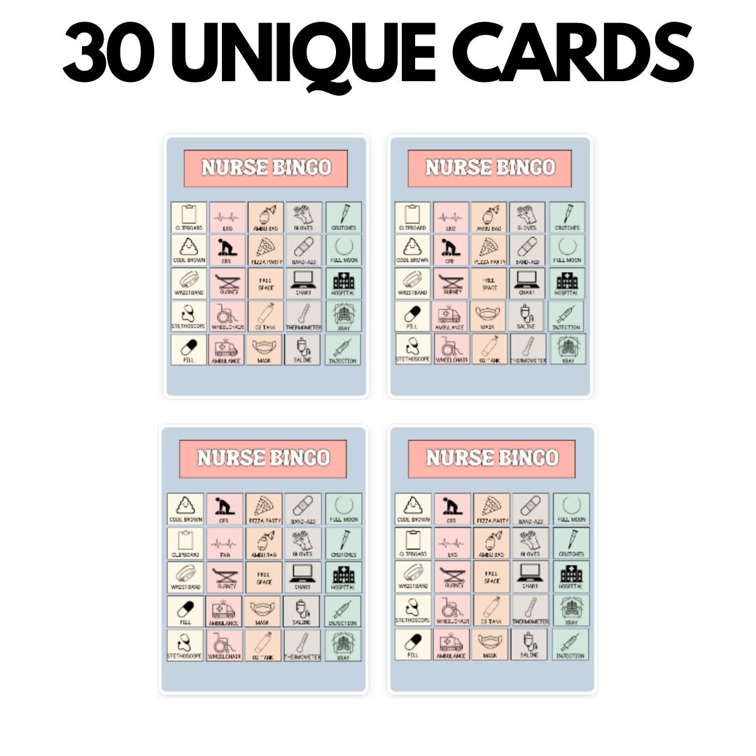 Nurse Bingo Game Nurse Appreciation Week Activity Graduation Retirement ...