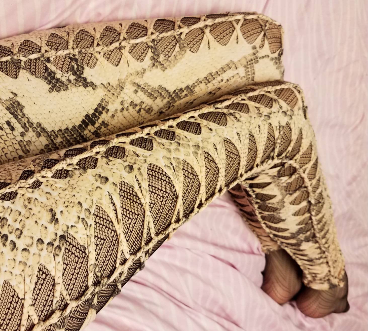 Medusa Snakeskin Braided Leggings in Cream Wild One of a Kind Handmade ...