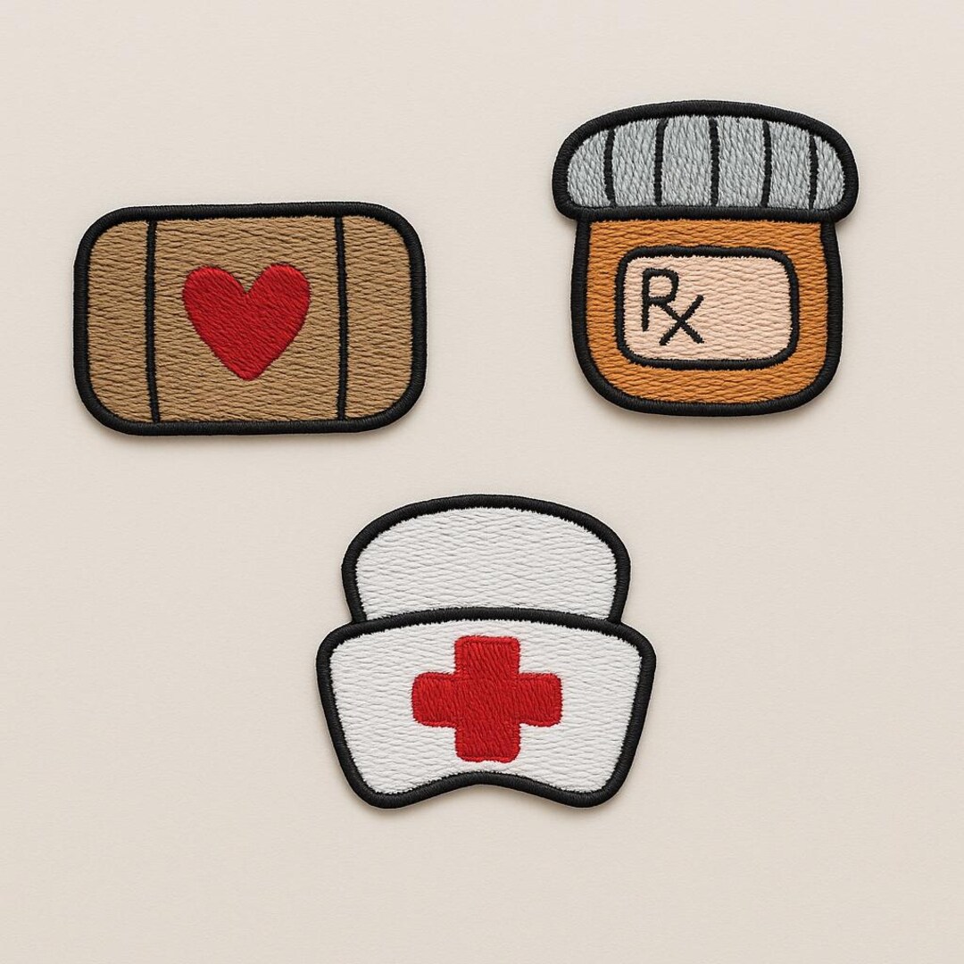 Mini Healthcare Patch, Nurse Iron on Patches, Rx Bottle, Heart Bandage ...