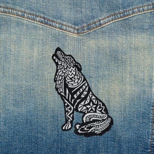 Wolf Patch, Iron on Patch, Black and White Wolf, Embroidery Sew on ...