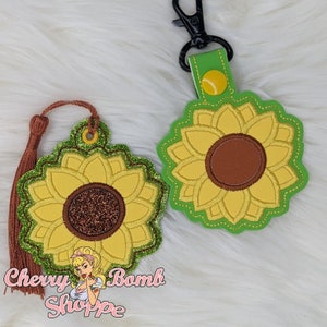 Sunflower Key Fob and Eyelet, ITH, Machine Embroidery - DIGITAL ...