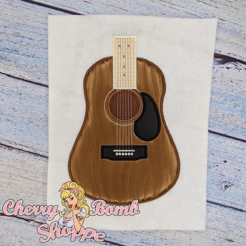 Acoustic Guitar Applique Embroidery Design - DIGITAL DOWNLOAD - Etsy