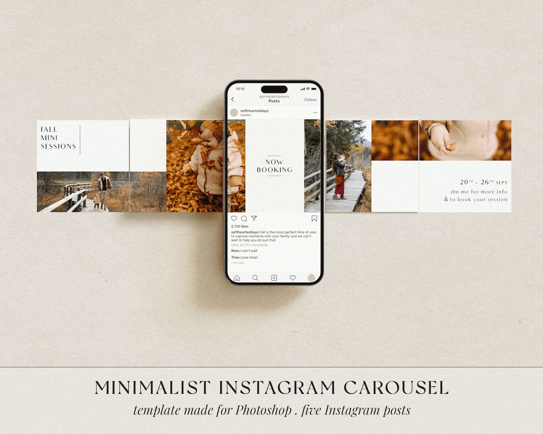 Minimalist Instagram Carousel Template for Photographers, Fall Mini ...