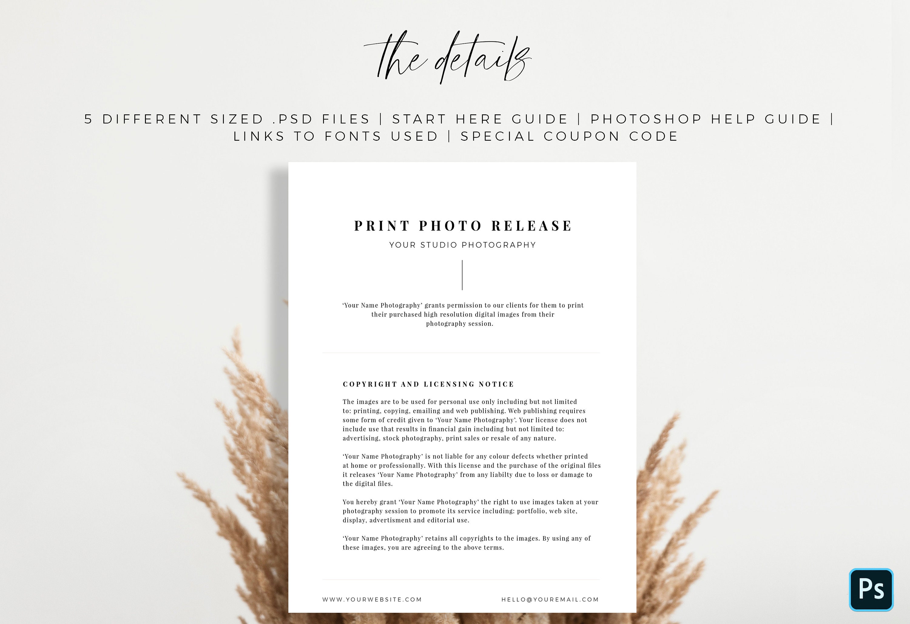 Photography Print Release Form Photo Print Release Template - Etsy