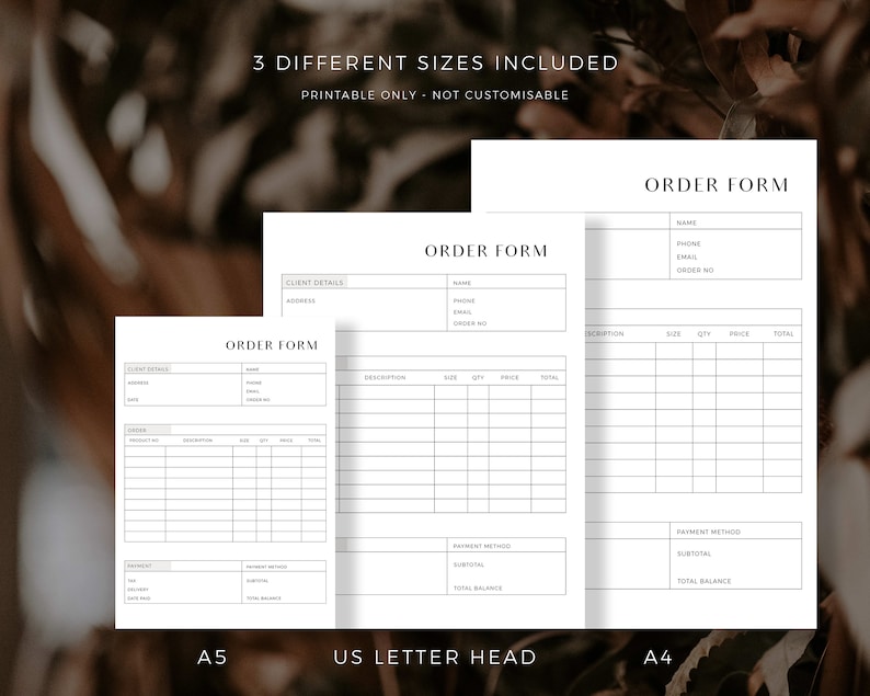Minimalist Photography Order Form Template: Small Business Printable ...