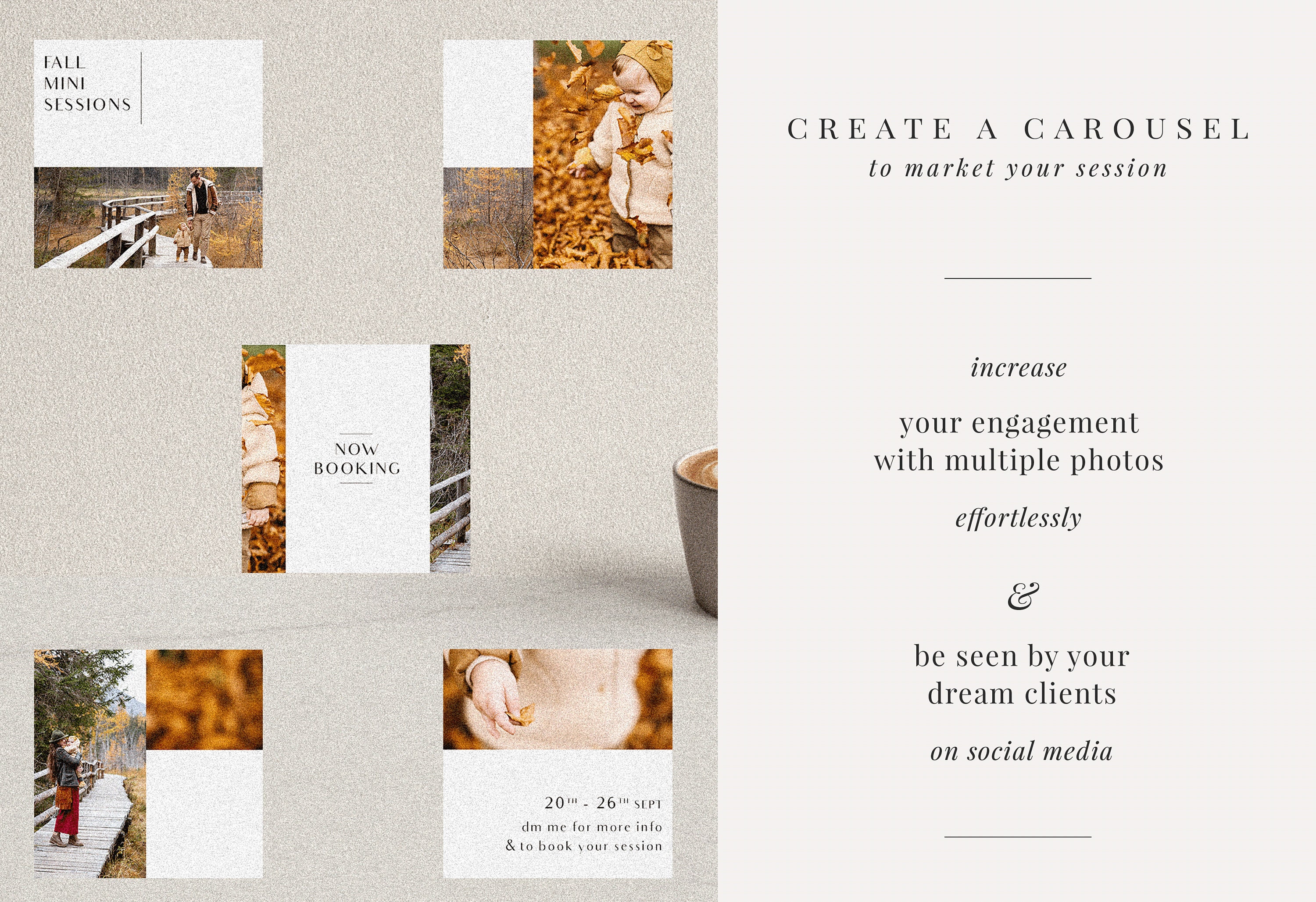 Minimalist Instagram Carousel Template for Photographers, Fall Mini ...