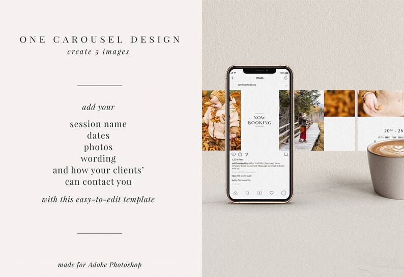 Minimalist Instagram Carousel Template for Photographers, Fall Mini ...