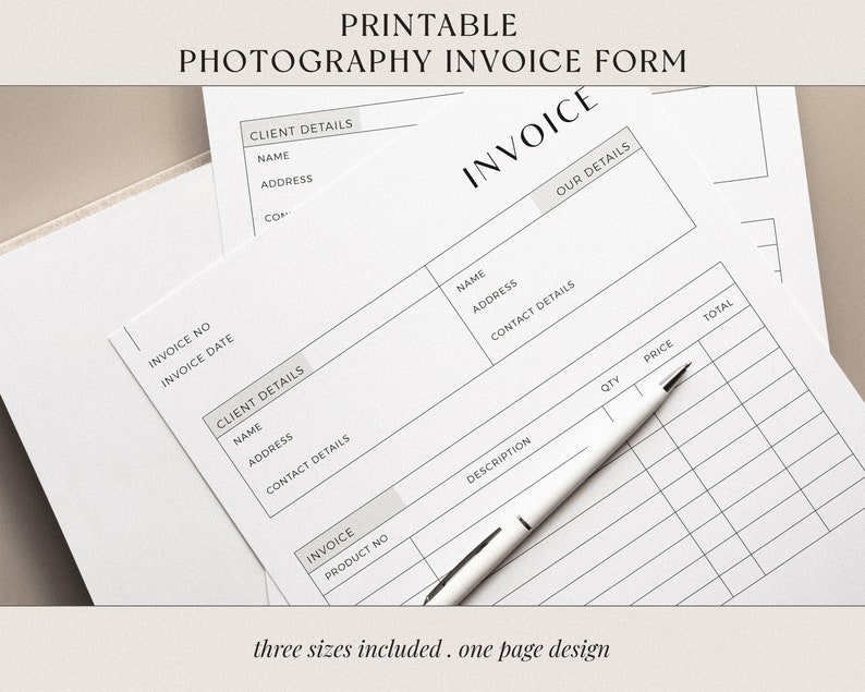 Printable Business Invoice Form: Minimalist Design (JPEG Download, 8 ...