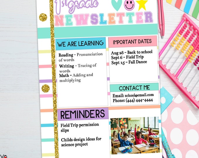 Editable Classroom Newsletter Template: Canva Design (digital Download ...
