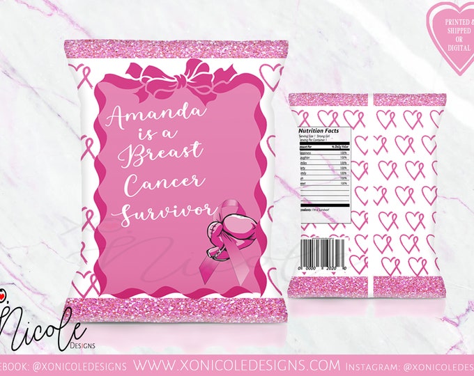 Breast Cancer Chip Bags Breast Cancer Awareness Chip Bag Breast Cancer Favor Bags Chip Bags ...